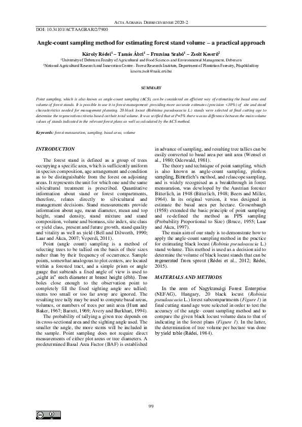 (PDF) Angle-count sampling method for estimating forest stand volume ...