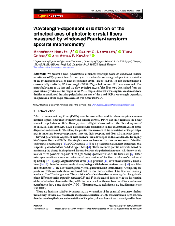 (PDF) Wavelength-dependent orientation of the principal axes of photonic crystal fibers measured ...