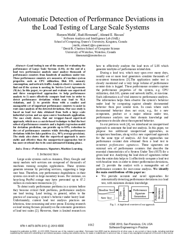 Pdf Automatic Detection Of Performance Deviations In The Load Testing Of Large Scale Systems
