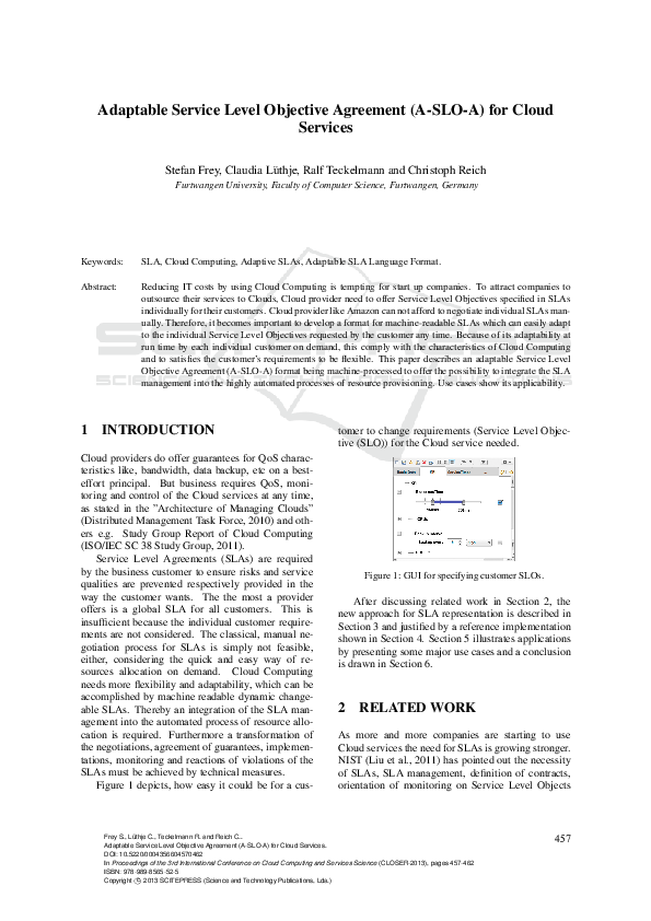 (PDF) Adaptable Service Level Objective Agreement (A-SLO-A) for Cloud ...