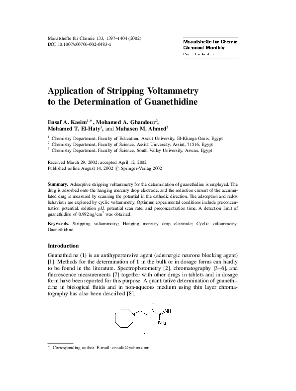 (PDF) Application of Stripping Voltammetry to the Determination of ...