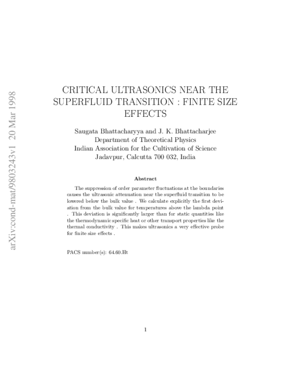 (PDF) Critical ultrasonics near the superfluid transition: finite-size effects