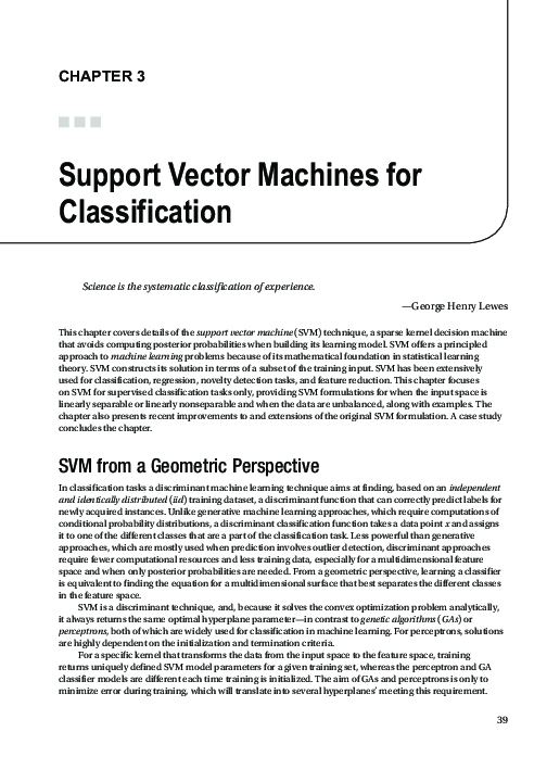 (PDF) Support Vector Machines for Classification