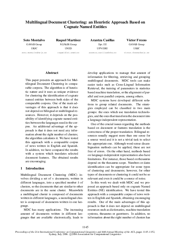 (PDF) Multilingual document clustering | RAQUEL GARRIDO MARTINEZ - Academia.edu