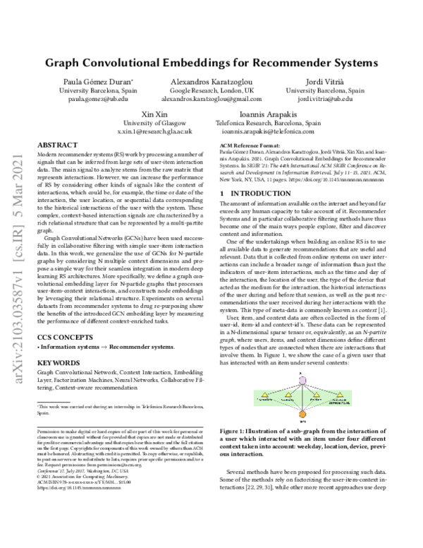 (PDF) Graph Convolutional Embeddings for Recommender Systems