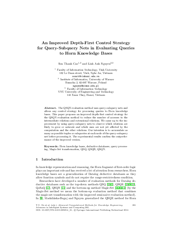 (PDF) An Improved Depth-First Control Strategy for Query-Subquery Nets in Evaluating Queries to ...