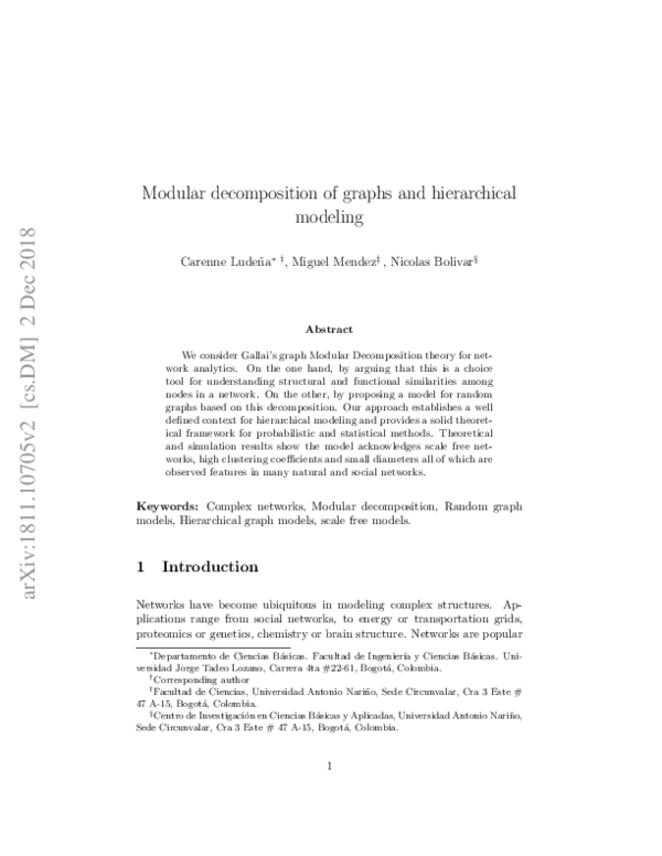 Pdf Modular Decomposition Of Graphs And Hierarchical Modeling 7698