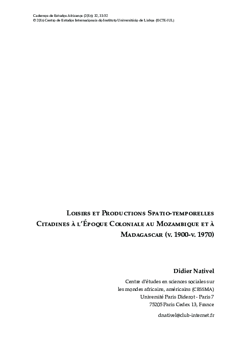 (PDF) Tempo Livre e Lazer na África sob Domínio Colonial Alemão