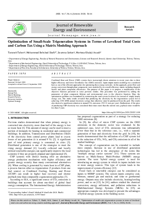 (PDF) Optimization of Small-Scale Trigeneration Systems in Terms of ...