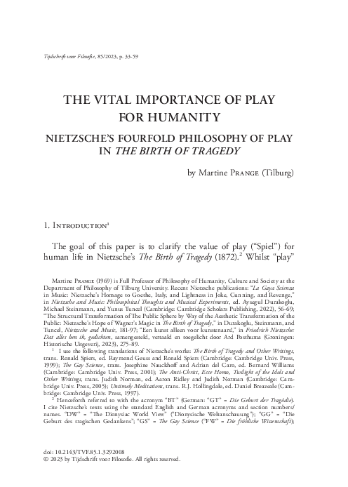 (PDF) THE VITAL IMPORTANCE OF PLAY FOR HUMANITY: Nietzsche's Fourfold ...