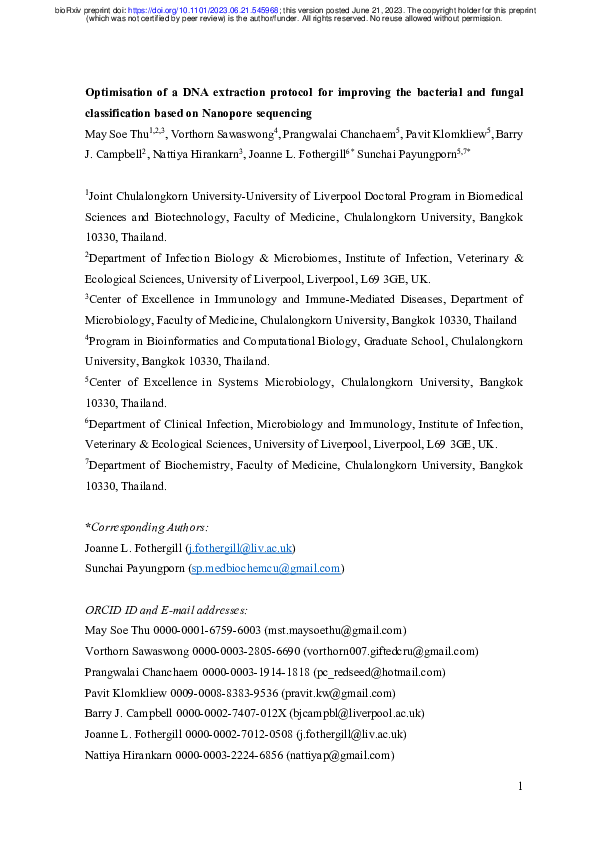 (PDF) Optimisation of a DNA extraction protocol for improving the bacterial and fungal ...