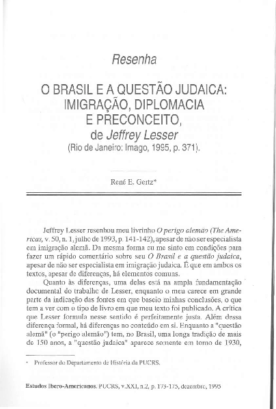 (PDF) O Brasil e a questão judaica: imigração, diplomacia e preconceito ...