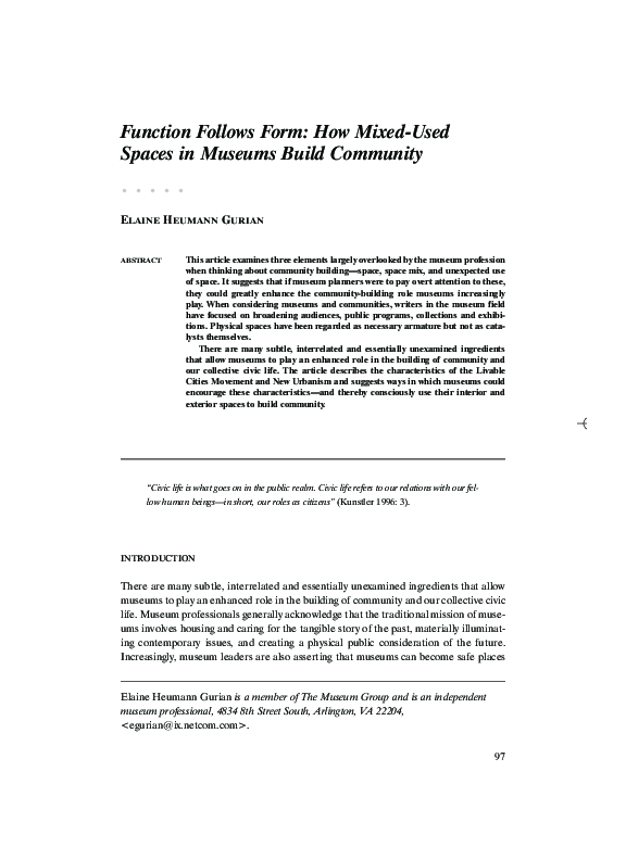 (PDF) Function Follows Form: How Mixed-Used Spaces in Museums Build ...