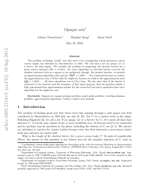 (PDF) Opaque Sets