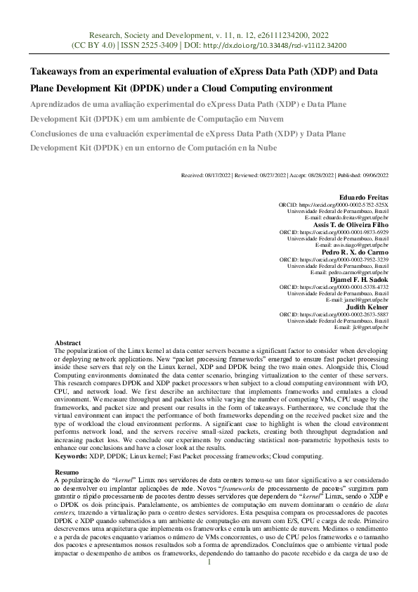 (PDF) Takeaways from an Experimental Evaluation of XDP and DPDK under a Cloud Computing Environment