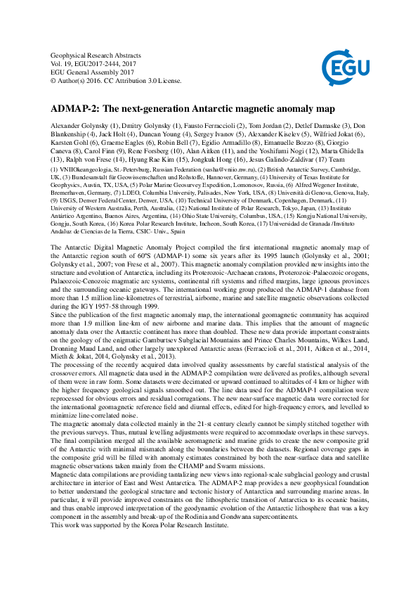 (PDF) ADMAP-2: The next-generation Antarctic magnetic anomaly map