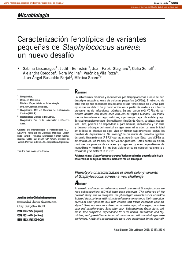 (PDF) Phenotypic characterization of small colony variants of ...