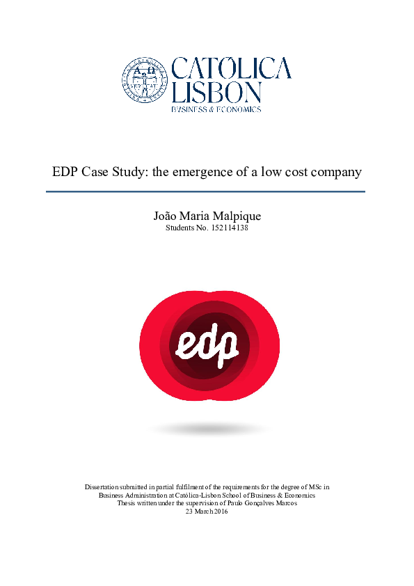 (PDF) EDP case study : the emergence of a low cost company