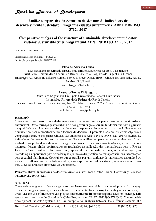 (PDF) Análise comparativa da estrutura de sistemas de indicadores de ...