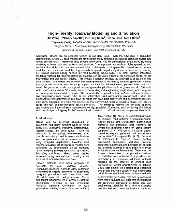 (PDF) High-Fidelity Roadway Modeling and Simulation