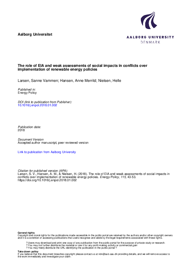 (PDF) The role of EIA and weak assessments of social impacts in ...