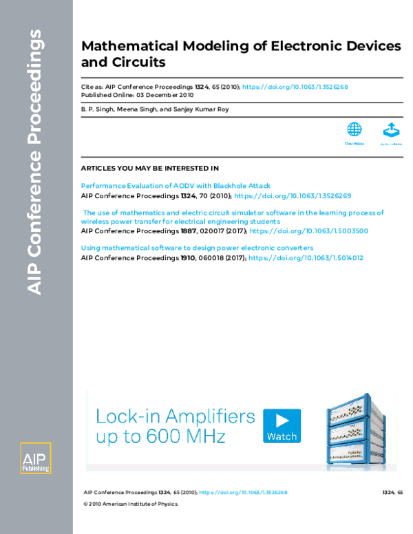 (PDF) Mathematical Modeling of Electronic Devices and Circuits