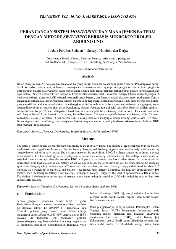 (PDF) Perancangan Sistem Monitoring Dan Manajemen Baterai Dengan Metode ...