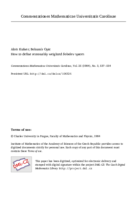 Pdf How To Define Reasonably Weighted Sobolev Spaces