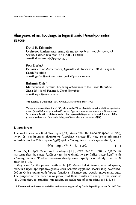 (PDF) Sharpness of embeddings in logarithmic Bessel-potential spaces