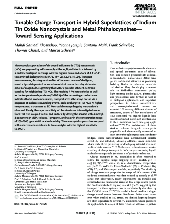 (PDF) Tunable Charge Transport in Hybrid Superlattices of Indium Tin ...