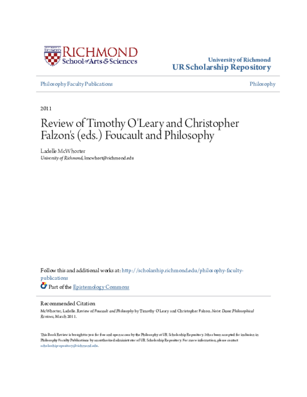 (PDF) Review of Timothy O\u27Leary and Christopher Falzon\u27s (eds ...