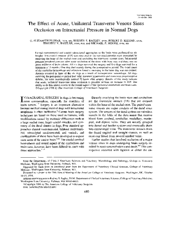 (PDF) The Effect of Acute, Unilateral Transverse Venous Sinus Occlusion ...