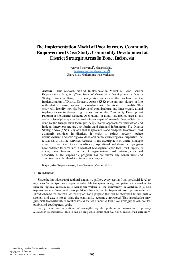 (PDF) The Implementation Model of Poor Farmers Community Empowerment ...