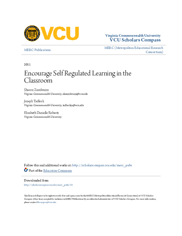 (PDF) Encourage Self Regulated Learning in the Classroom