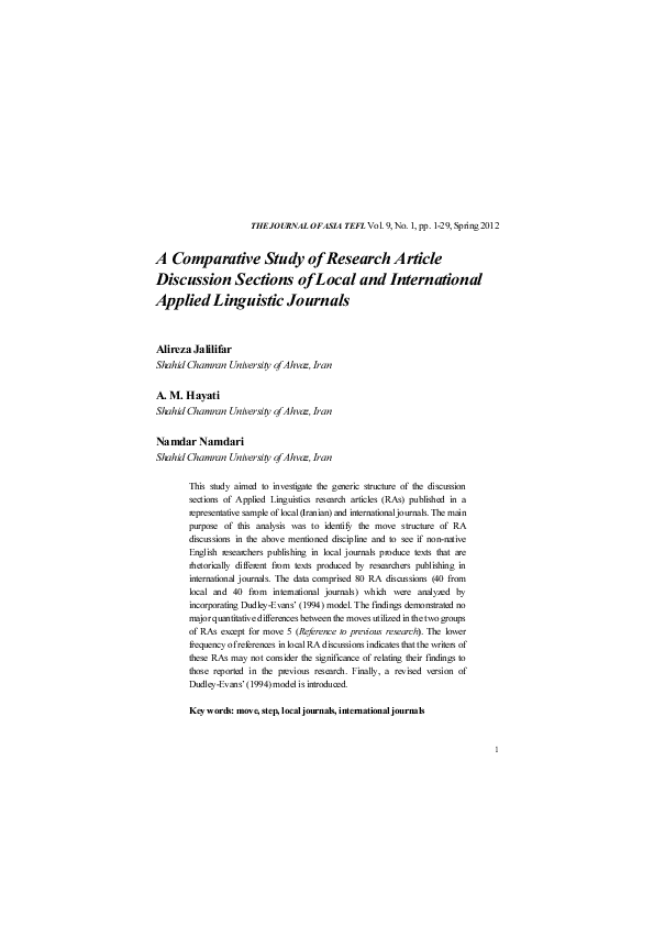 (PDF) A Comparative Study of Research Article Discussion Sections of ...