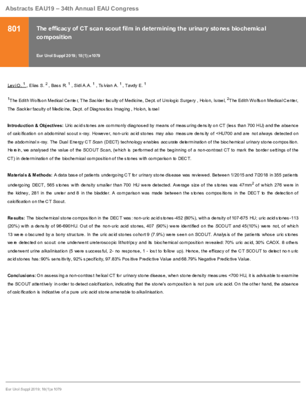 (PDF) The efficacy of CT scan scout film in determining the urinary stones biochemical ...