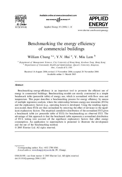 (PDF) Benchmarking the energy efficiency of commercial buildings