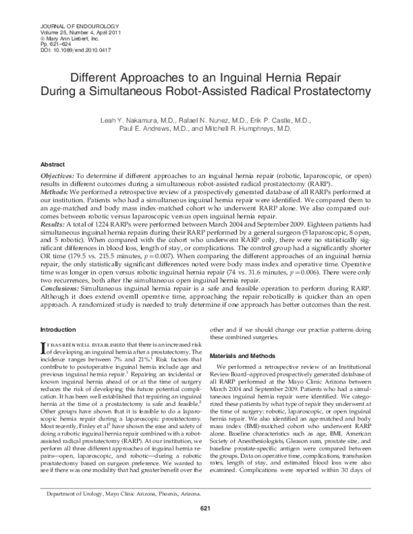 Pdf Different Approaches To An Inguinal Hernia Repair During A