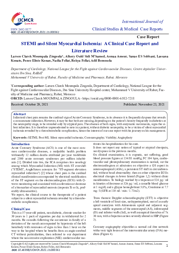 (PDF) STEMI and Silent Myocardial Ischemia: A Clinical Case Report and ...