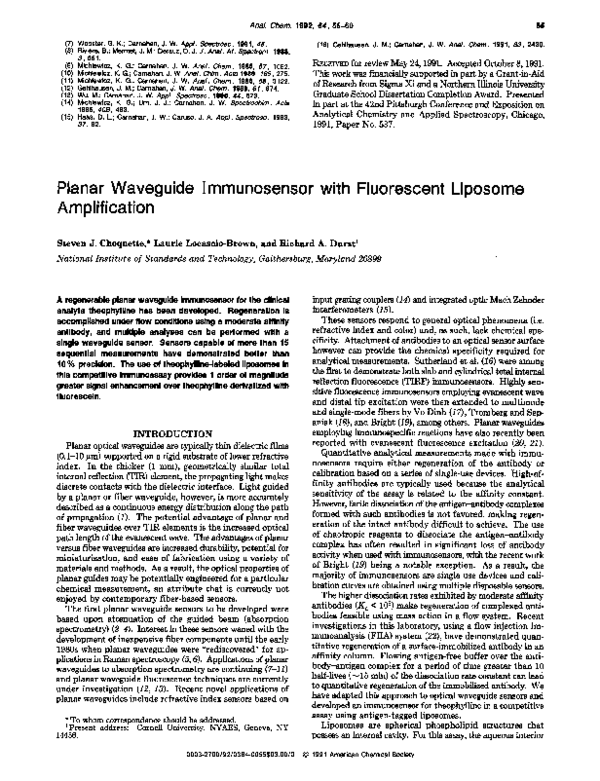 (PDF) Planar waveguide immunosensor with fluorescent liposome amplification