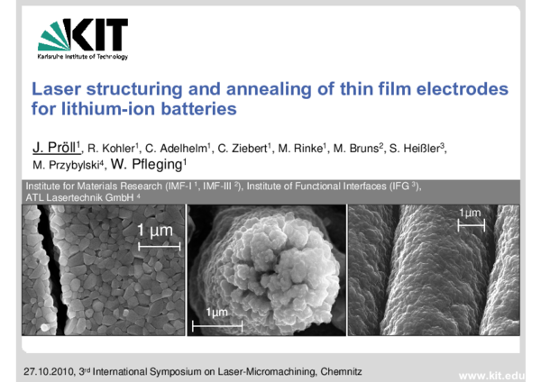(PDF) Laser structuring and annealing of thin film electrodes for ...