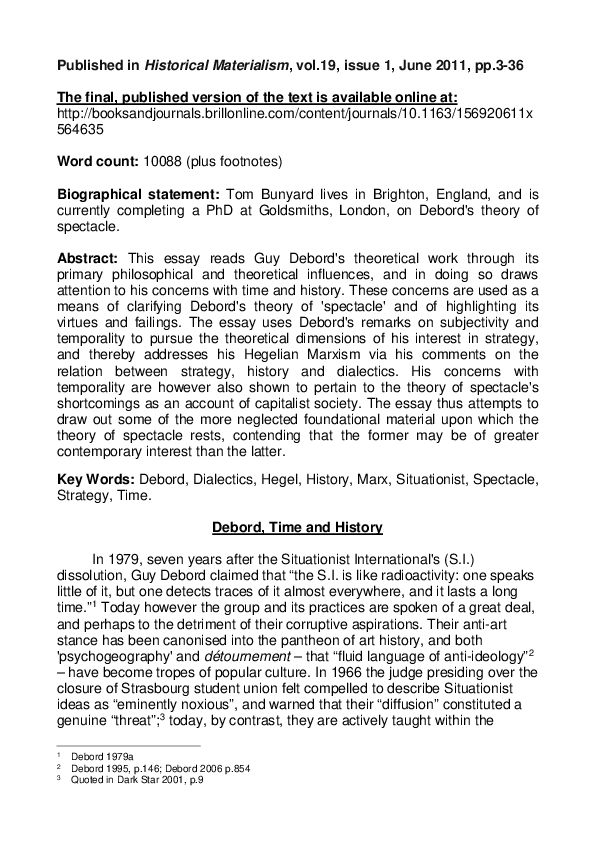 (PDF) Debord, Time and History