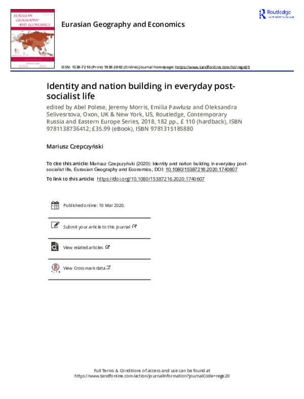 (PDF) Identity and nation building in everyday post-socialist life
