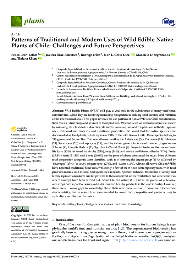 (PDF) Patterns of Traditional and Modern Uses of Wild Edible Native ...