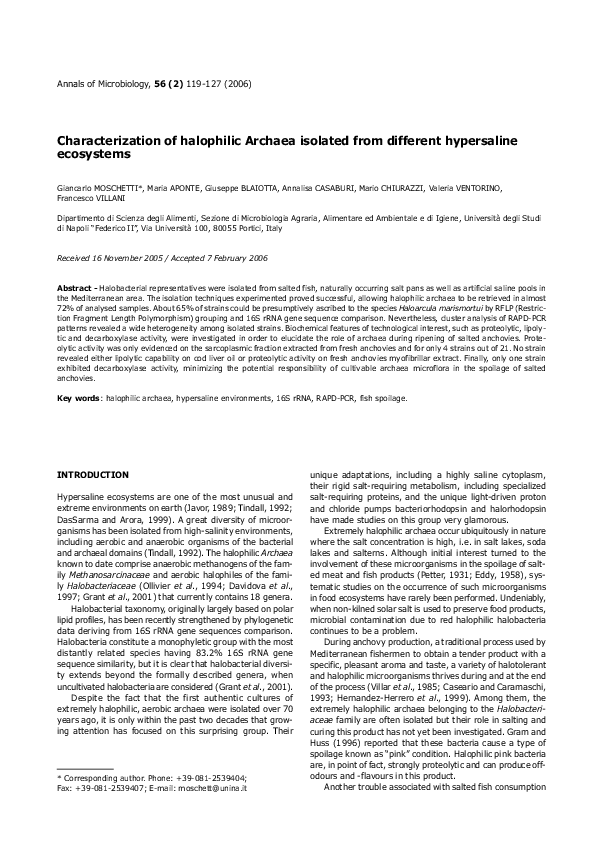 (PDF) Characterization of halophilic Archaea isolated from different hypersaline ecosystems