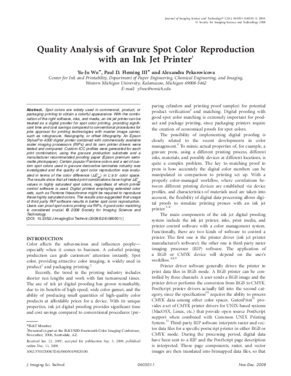 (PDF) Quality Analysis of Gravure Spot Color Reproduction with an Ink ...