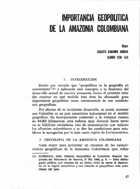 (PDF) Importancia geopolítica de la Amazonía colombiana