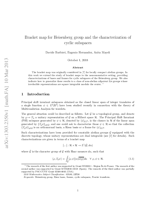 Bracket Map For Heisenberg Group And The Characterization Of Cyclic
