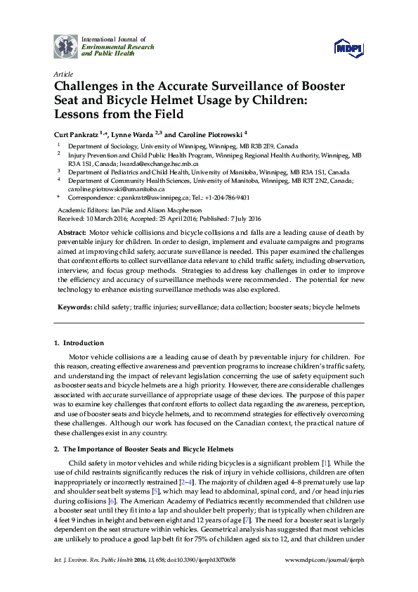 (PDF) Challenges in the Accurate Surveillance of Booster Seat and ...