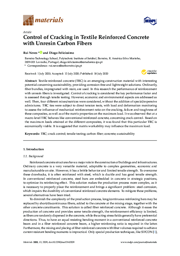(PDF) Control of Cracking in Textile Reinforced Concrete with Unresin ...